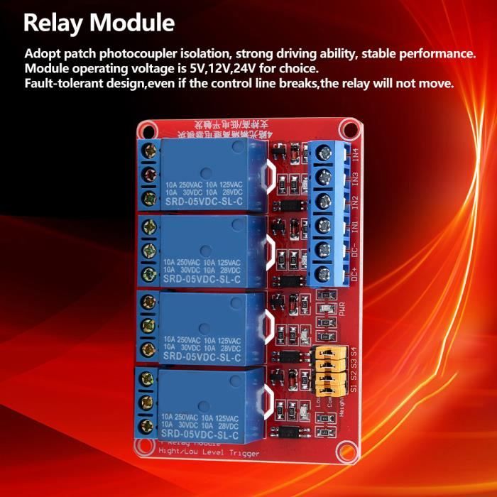 Module relais (5V)Module De Relais 4 Canaux 5V / 12V / 24V Carte De Module De Relais ...