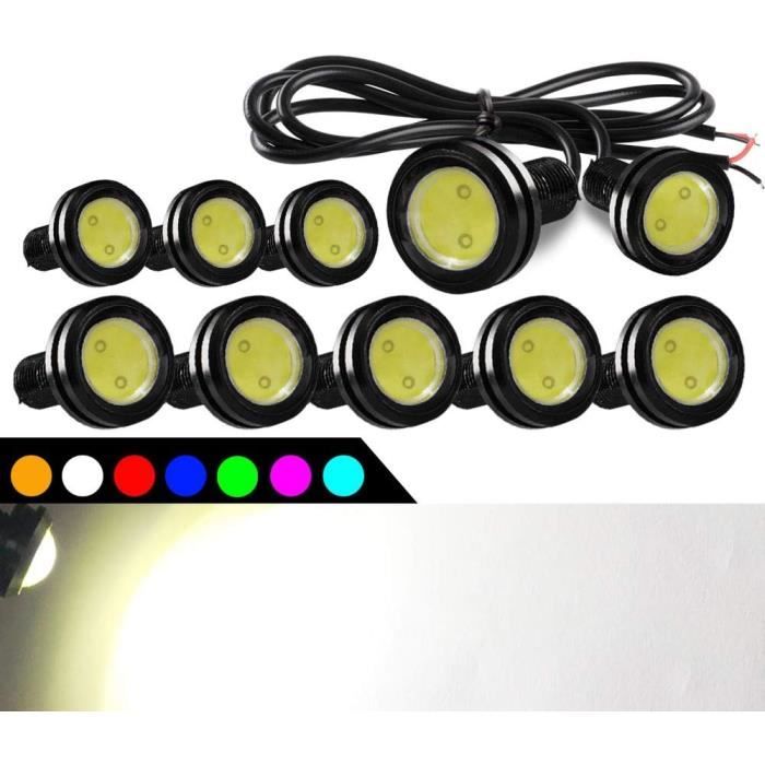 10Pcs Haute Puissance 9W 23Mm Eagle Eye Led Drl Antibrouillard Lumière De Moto Feux Diurnes Drl ...