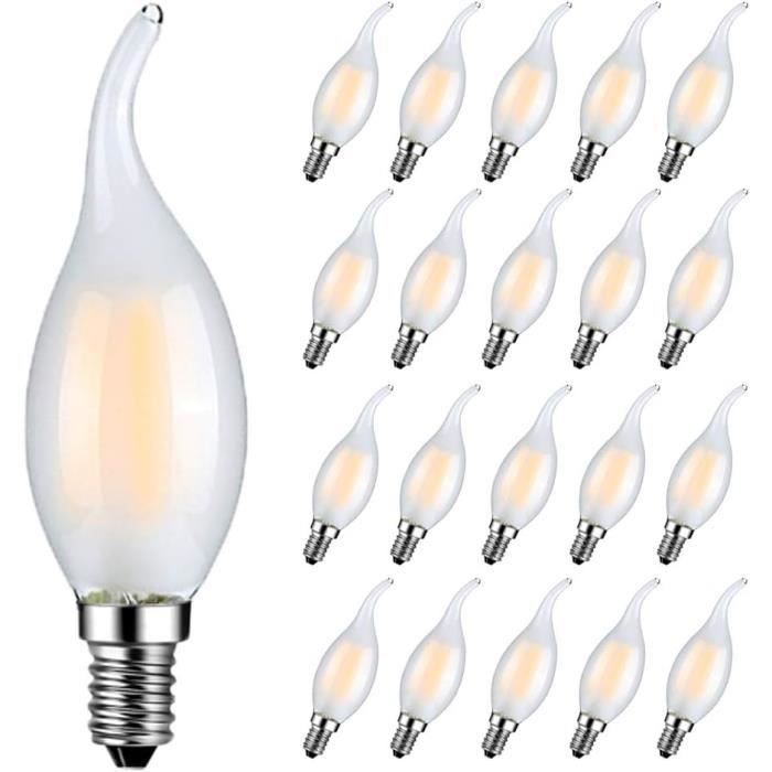 Ampoule LED Flamme E14 6W équivalent 60W, Blanc Chaud 2700K, 600 Lumens, Ampoules Bougie à ...
