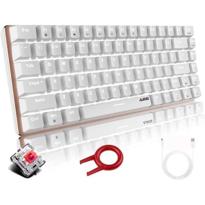 Clavier mécanique, AK33 Blanc, Clavier USB de Jeu avec câble USB rétro ...