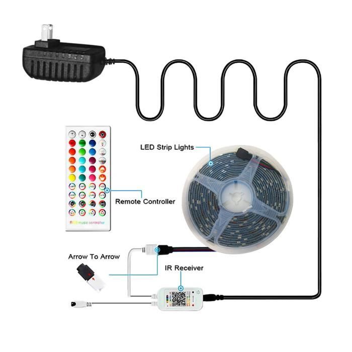 Bande lumineuse LED Souple RGB étanche DC 12V Bluetooth Avec ...