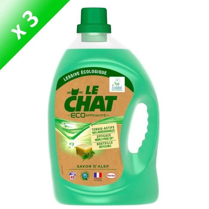 LE CHAT Lessives liquides Eco Efficacité - 3 L - 40 lavages - Lot de 3 ...