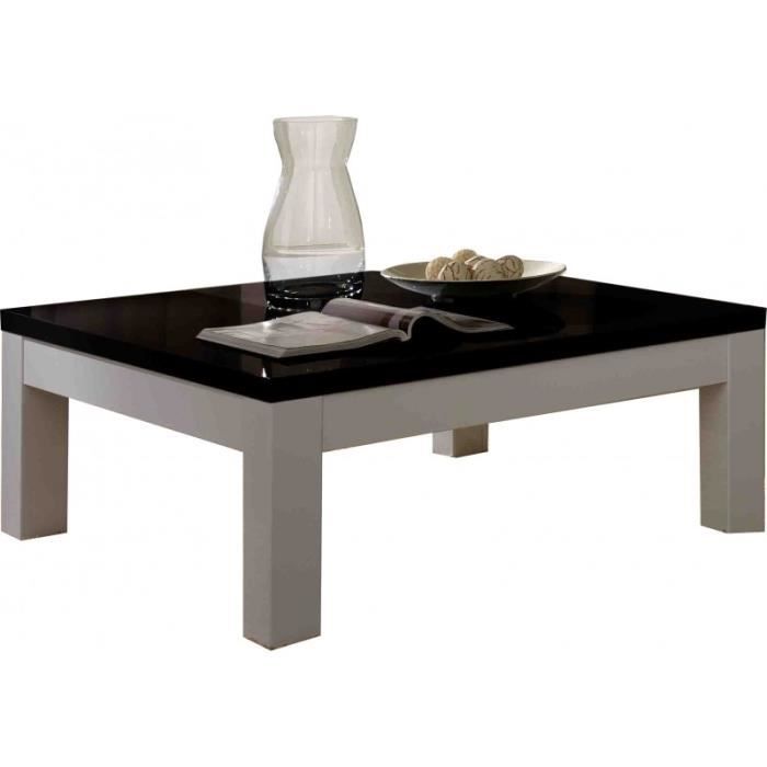 TABLE DE SALON CARRE ROMA BLANC ET NOIR LAQUÉ - Cdiscount Maison