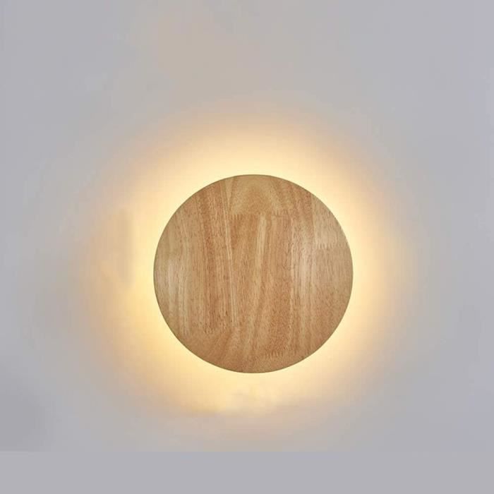 Support Lumière Nordique Led Bois Applique Murale Chambre Luminaire 8W ...