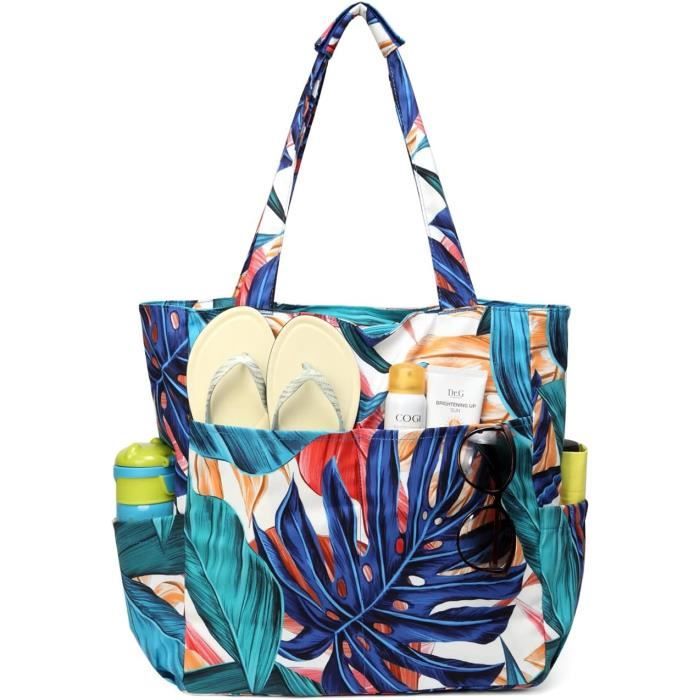 Sac De Plage, 17,53L Grande Imperméable Sac Cabas Femmes Avec Fermeture Éclair & Multipoches Sac ...