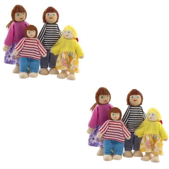 8 pcs poupées en bois prétender jeu ensemble poupées famille pour ...
