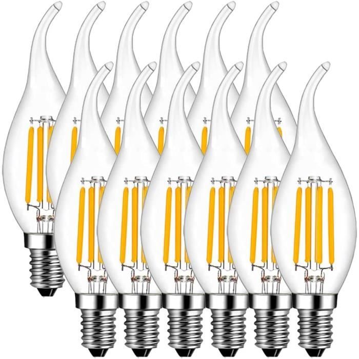 Ampoule Flamme Led E14, 4W Equivalent À Ampoule Halogène Incandescente ...