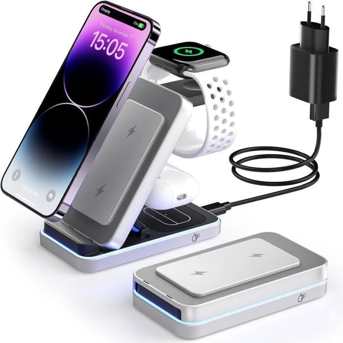 Station De Charge Apple, Chargeur 3 En 1 Apple Pour Iphone 15-14-13-12 ...