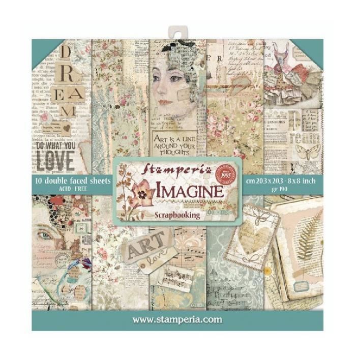 Feuilles de papier scrapbooking - STAMPERIA - Imagine - 20.3x20.3 cm ...