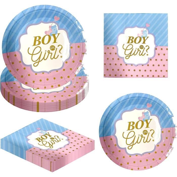 Gender Reveal Vaisselle, Gender Reveal Party Decoration, 16 Invités ...