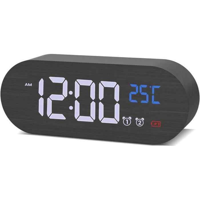 Réveil numérique avec 2 alarmes, réveil LED rechargeable, réveil ...