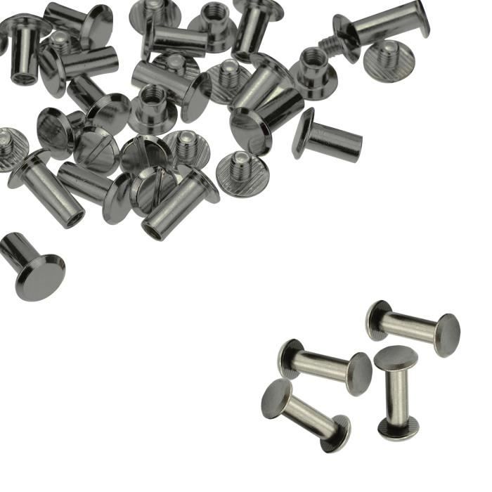 9x13mm Rivets à Vis Chicago Longs Attache en Laiton à Tête Plate pour ...