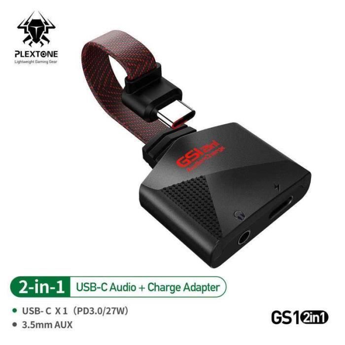NS02265-PLEXTONE GS1 2 en 1 USB C à 3.5mm Écouteurs et Chargeur ...