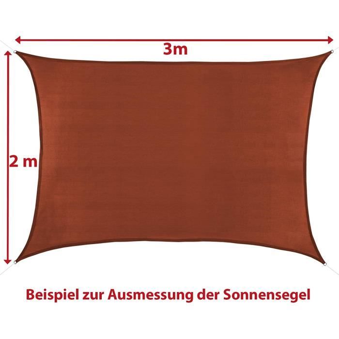 3m x 4m Voile D'ombrage Toile 3m x 4m Terre Cuite Rectangulaire ...