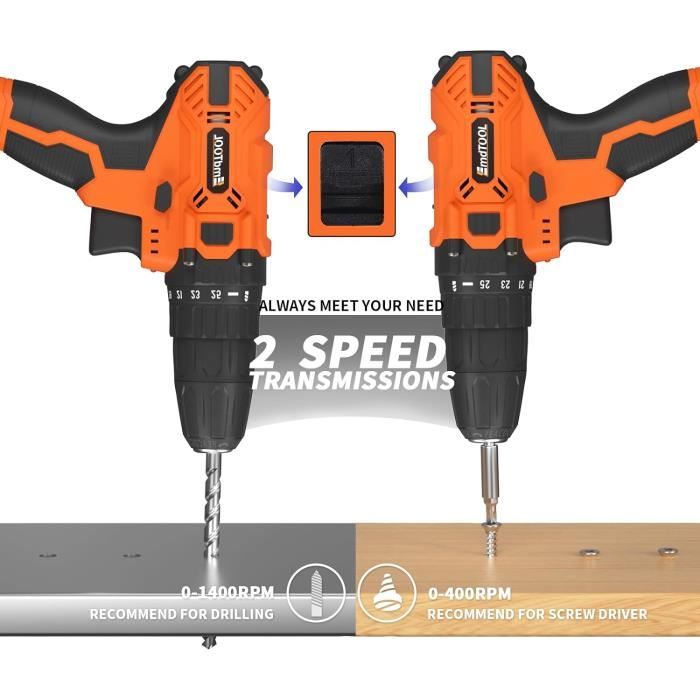 Perceuse Électrique 21V Sans Fil, 2 Vitesses Variables, Kit De Perceuse ...