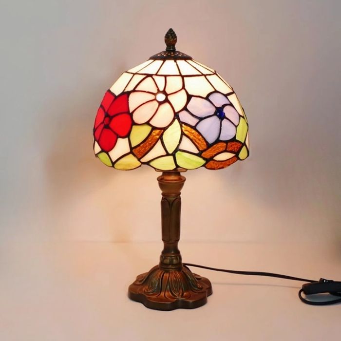 E27 rétro Baroque LED lampes de Table méditerranéen Vintage vitrail ...