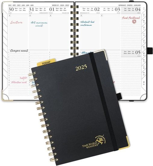 Agenda 2025 Semainier 21 x 16, 5 cm - Couverture Rigide Spirale ...