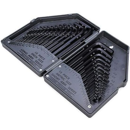 Clé hexagonale Clé Allen Set SAE métrique bras long CRV Outils avec ...