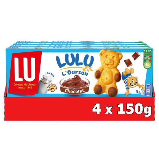 LU - 20 sachets de Lulu L'Ourson - gâteaux fourrés au chocolat ...