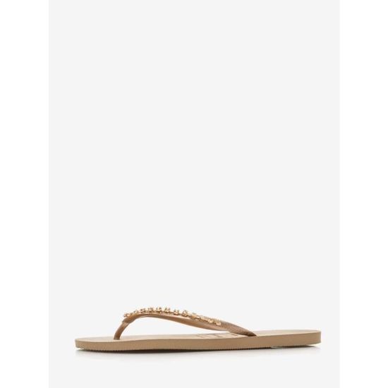 Tongs pour femmes - Marque - Modèle - Couleur marron et rose - Dessus ...