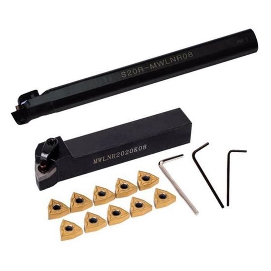 Jeu D'Outils de Tournage MWLNR2020K08 + S20R-MWLNR08 + 10 Lames WNMG080404 - Cdiscount Bricolage