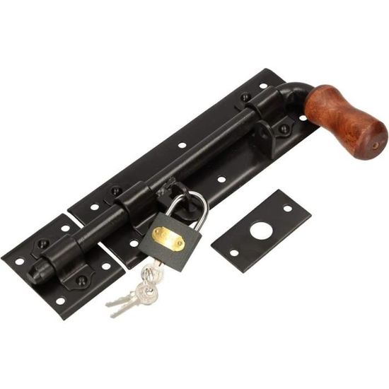 KOTARBAU Verrou de portail 280 mm à oite avec cadenas - Verrou de porte ...