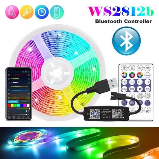 BANDE LED,WS2812b Bluetooth IR-5m--Kits de bandes LED WS2812b 1M 30M RGBIC, Bluetooth Wifi ...