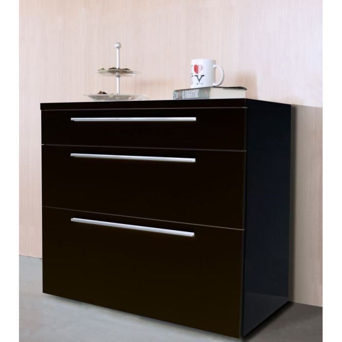 SPRINGFIELD Commode noire laquée 3 tiroirs - Cdiscount Maison