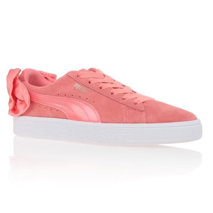 PUMA Baskets Suede Bow Shell - Femme - Rose - Cdiscount Chaussures