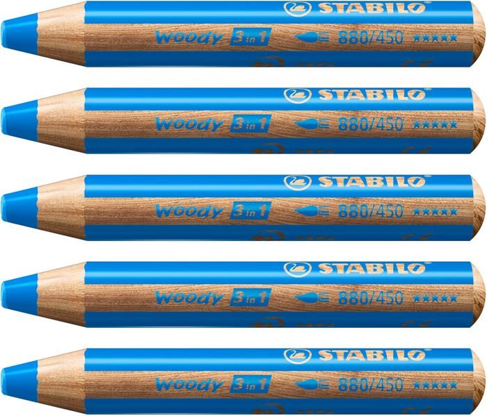 Lot de 5 Crayons WOODY 3 en 1 Extra large Cyan.[Z842] - Cdiscount Beaux ...