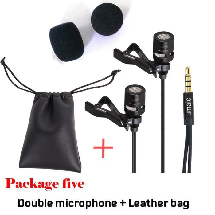 Colis 5 Noir-Microphone Lavalier Portable à condensateur, à pince, à ...