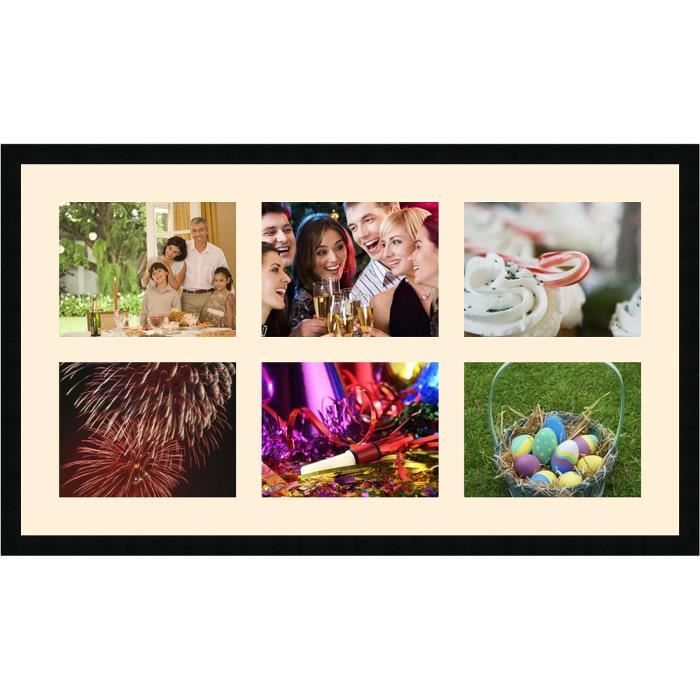 Cadres Photos Peach 6 Photo(S) 28X22 , 98X55 Cm Noir, 3 Cm De Largeur ...