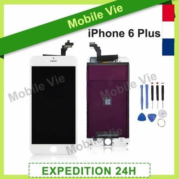 BO ECRAN IPHONE 6 PLUS BLANC VITRE TACTILE + LCD RETINA SUR CHASSIS ...