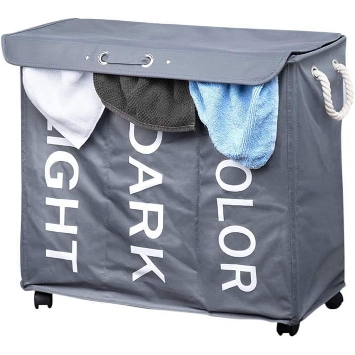 Bakaji Panier à linge sale à 3 compartiments à linge 3 espaces en tissu ...