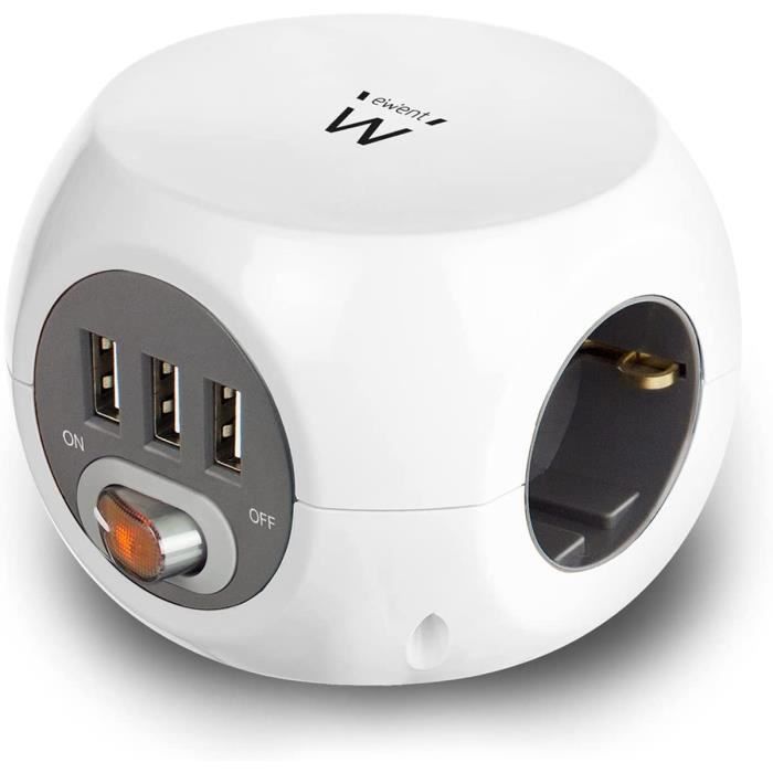 Multiprise Cubes 3 Prises 3X Sortie Courant cubique Dont 3 Ports USB, 3m [397] - Cdiscount Bricolage
