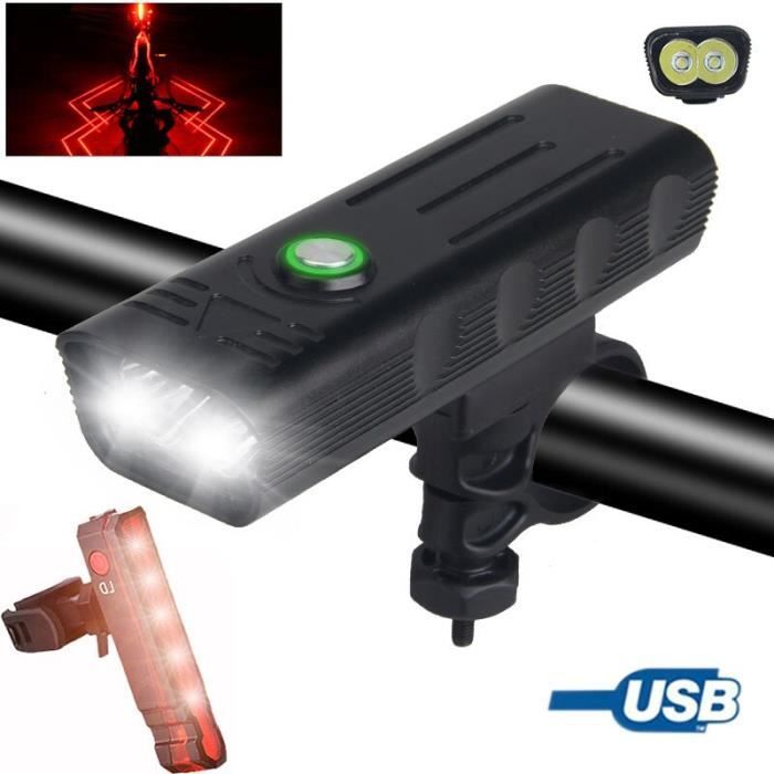 Lampe de vélo LED 2 W - Imperméable à l'eau - USB - Puissant - VTT - 4 ...