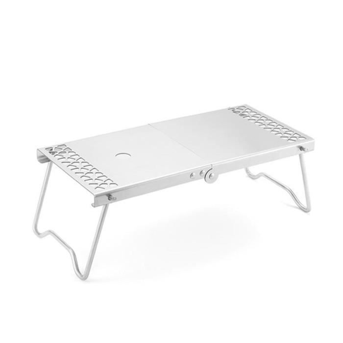 Argent Table pliante polyvalente en acier inoxydable, réchaud extérieur ...