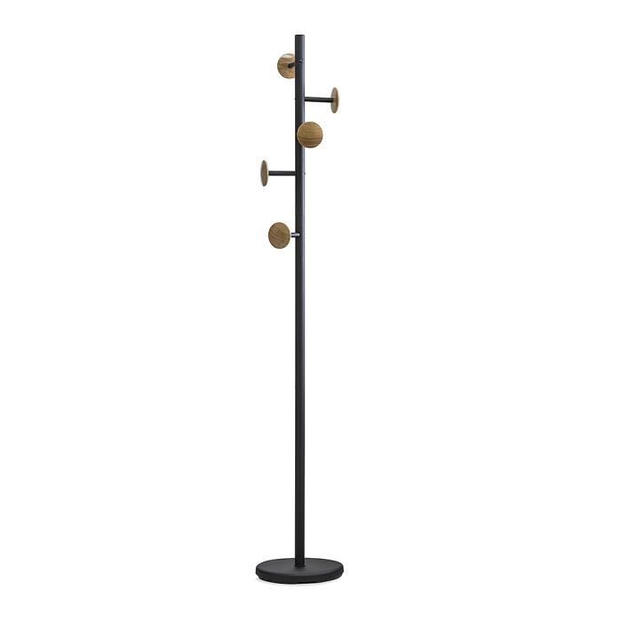 Porte-manteaux - Balvi - Shiitake Wood - 6 crochets - Noir et bois ...