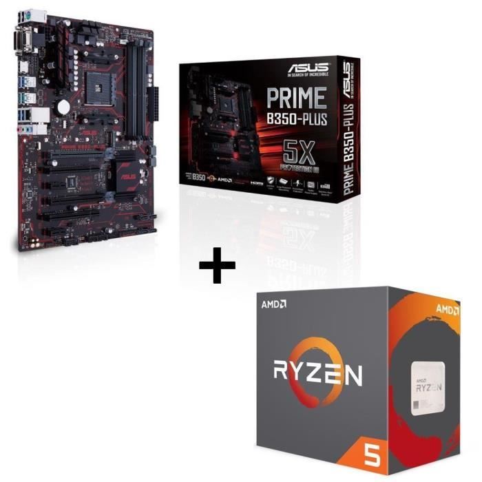 Pack ASUS Carte mère PRIME B350-PLUS + AMD Processeur Ryzen 5 1600 avec ...