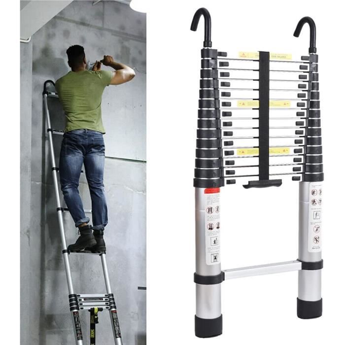 Échelle télescopique 4,4m - 14,4 Pi avec 2 crochets, échelle en ...