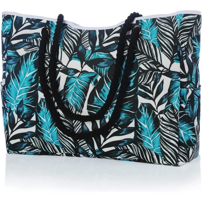 Grand Sac De Plage Pour Femme, Imperméable, Résistant Au Sable, Avec Fermeture Éclair Pour ...