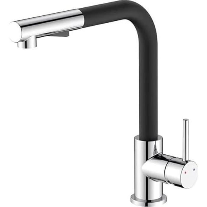 Mitigeur évier douchette extractible - IDRO BRIC - Phoenix Chrome/Noir ...