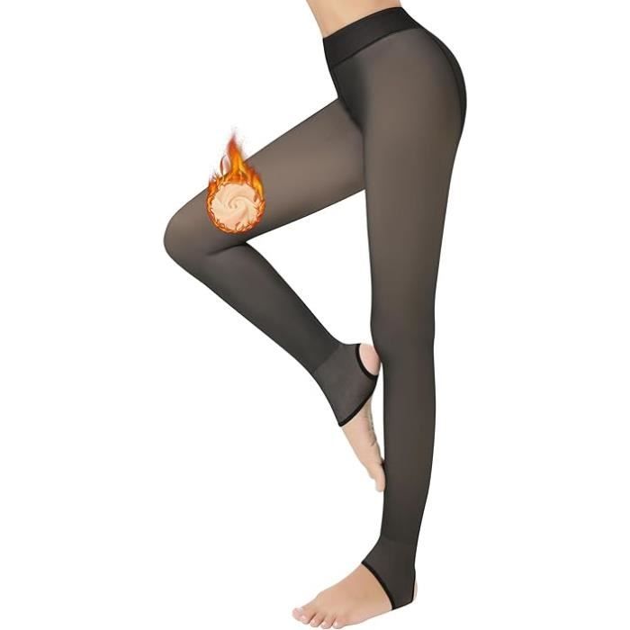 Collant Polaire Femme Hiver Effet Transparent 300g - Marque - Noir - Taille Haute black ...