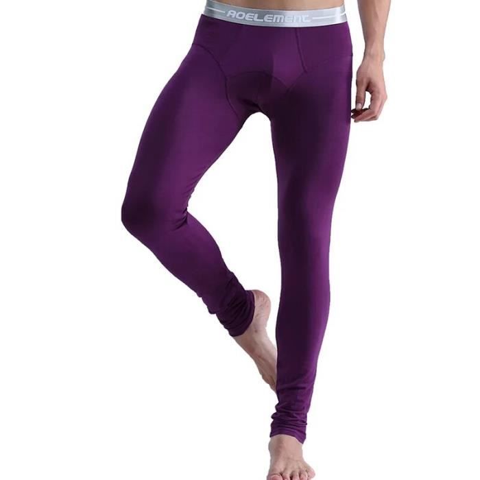 Ensemble de Lingerie thermique pour homme - Purple leggings - sous-vêtement Long moulant col en ...