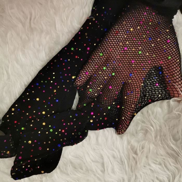 Collant Sexy en résille brillant à paillettes pour femmes, petite ...