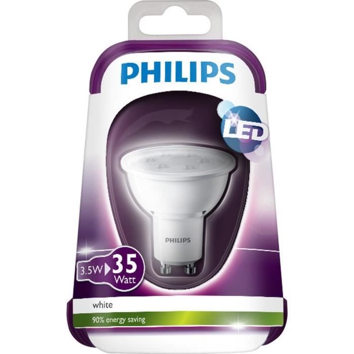 PHILIPS Ampoule spot LED GU10 3,5W équivalence 35W - Cdiscount Bricolage PHILIPS Ampoule spot LED GU10 3,5W équivalence 35W - Cdiscount Bricolage