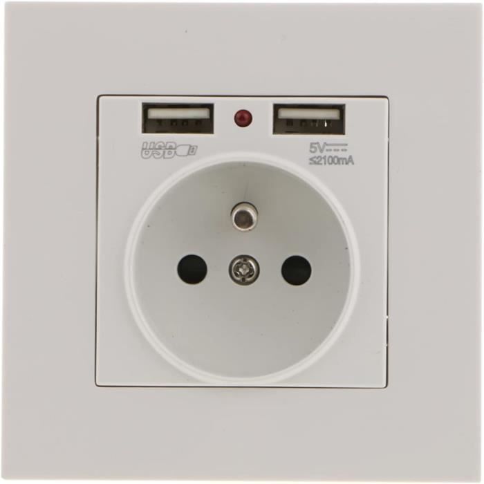 Lot De 2 Prises Murales, Prise Electrique Murale Avec Double Usb 5V ...