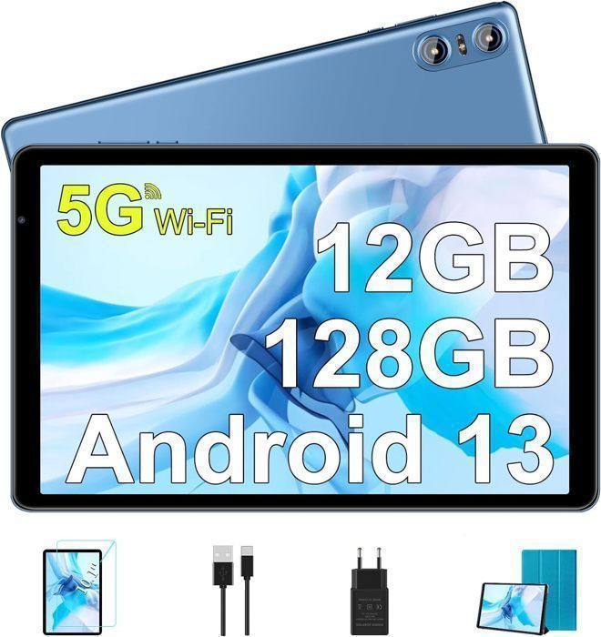 Tablette Tactile 10.1''- Tablette android 13 - RAM 12Go - ROM 128Go - 8 coeur - 2.4G+5G WiFi ...