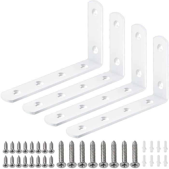 Lot de 4 équerres de fixation d'angle en métal pour étagère murale avec ...