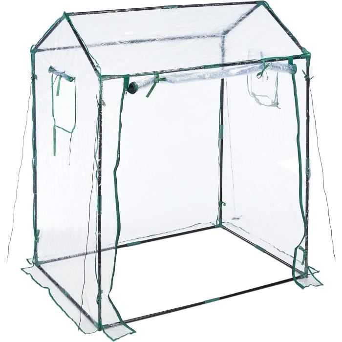 Serre de Jardin avec bâche en PVC, Porte et fenêtres enroulables, HxLxP ...